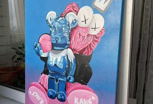 Картина акрилом kaws & bearbrick. Репродукция