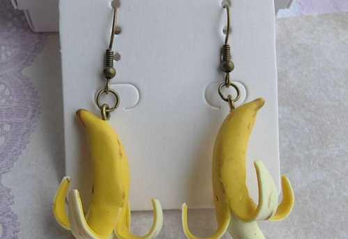 Серьги с бананами из полимерной глины