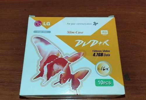 Упаковка дисков DVD+R LG 4.7Gb Slim (10 штук)