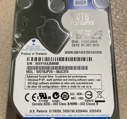 Жесткий диск 2.5" Western Digital Blue 1 Тб