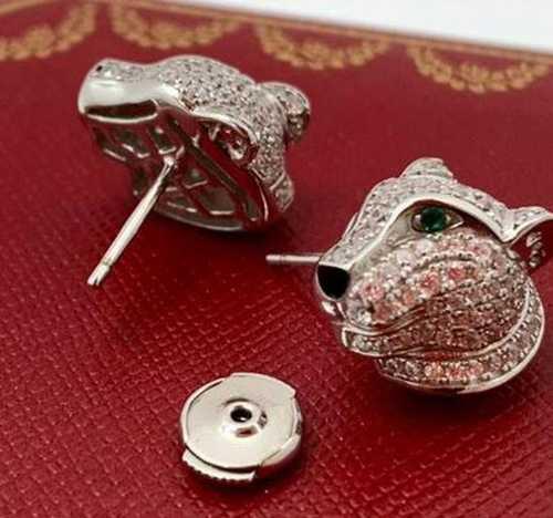 Серебряные Серьги Cartier Panthere de Cartier