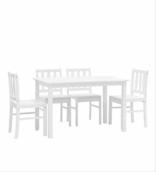 Обеденная группа ingrid белый, 4 белых стула