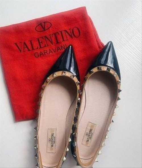 Кожаные балетки Valentino Garavani Rockstud