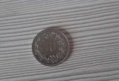 Монетка confoederatio helvetica 2002 года