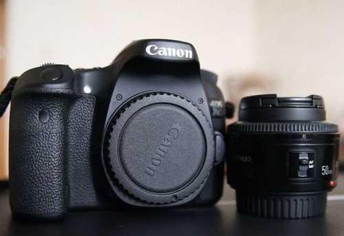 Зеркальный фотоаппарат Canon 70d + объектив 50mm
