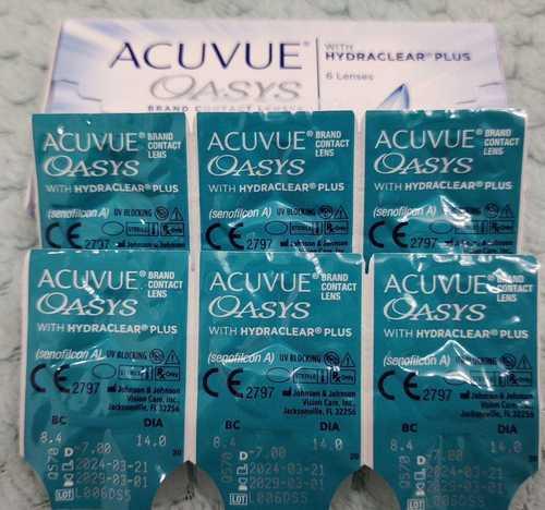 Линзы контактные acuvue oasys двухнедельные -7,0
