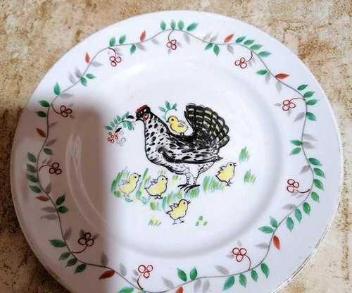 Редкая детская тарелка лфз курица цыплята СССР