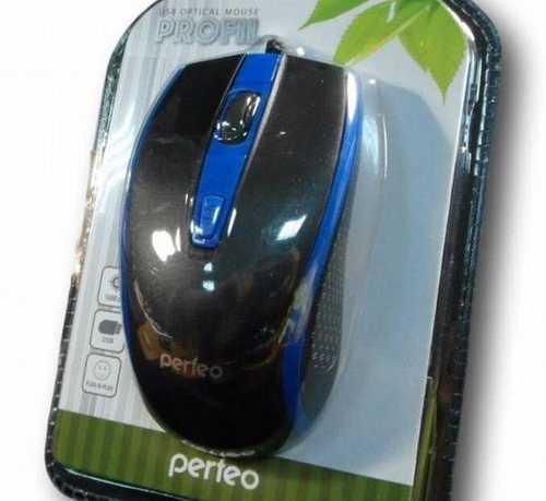 Мышь проводная Perfeo Profil 4 кн. USB, черно-синя