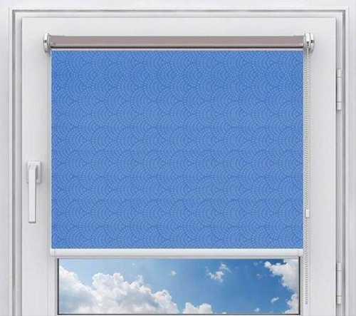 Рулонные шторы "Ажур" голубой 110 см х 210 см