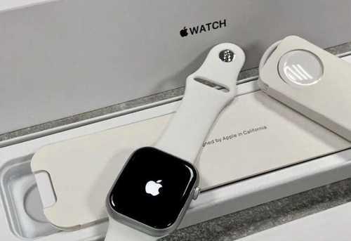 Apple watch 8 с Яблоком белые-серебро