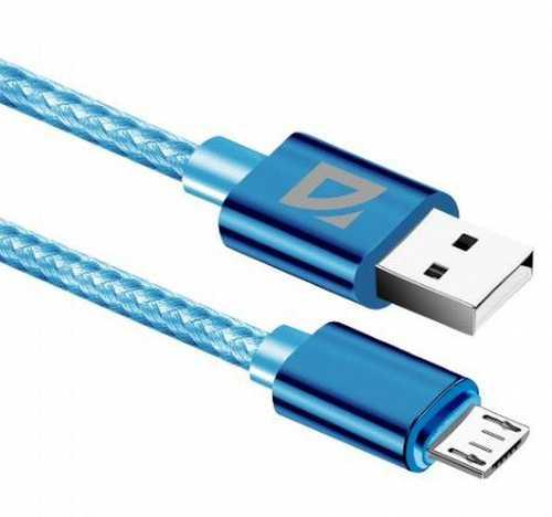 MicroUSB кабель 1.0 m Defender F85 azure 87102AZU