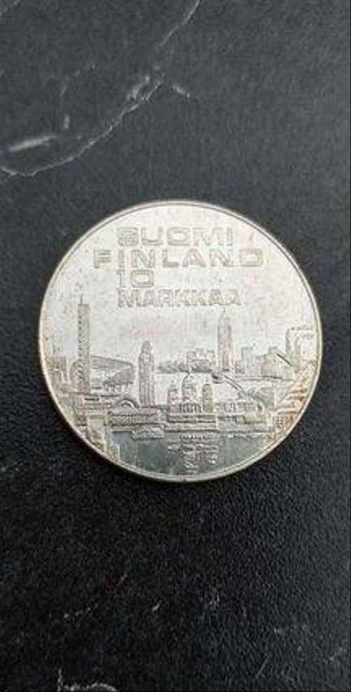 Монета 10 марок 1971г. Лёгкая атлетика Финляндия