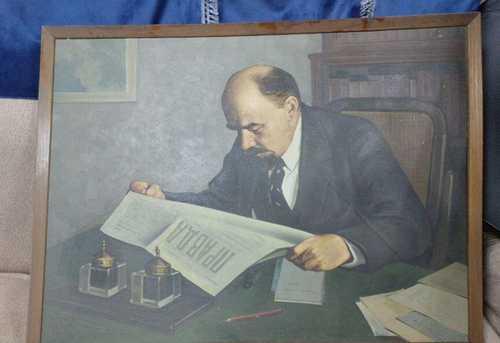 Картина. В. И. Ленин читает правду. Холст, масло