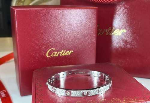 Браслет cartier love белое золото