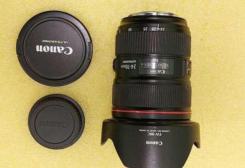 Canon EF 24 70mm f 2.8L II USM, две крышки, бленда