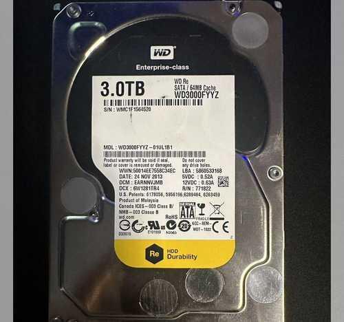 Жесткий диск Western Digital WD3000fyyz 3Tb SATA