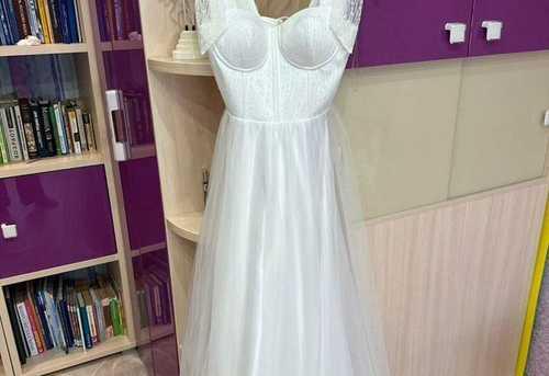 Платье выпускное вечернее белое 2024