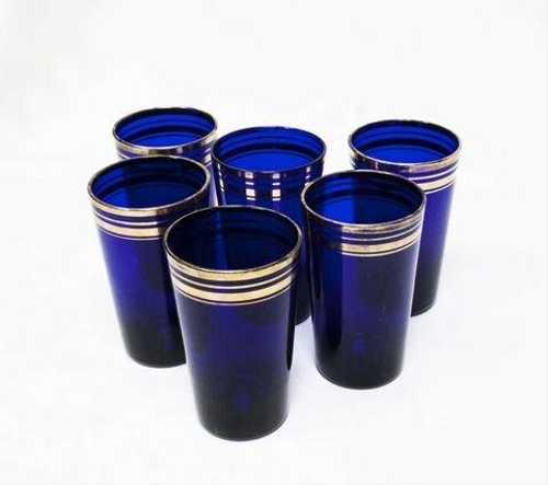 Набор стаканы 6 шт, синие, высота 10,5 см, диаметр