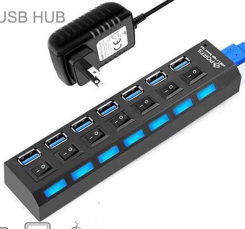 USB-хаб diwroly – 7 портов, USB 3.0, с блоком пита