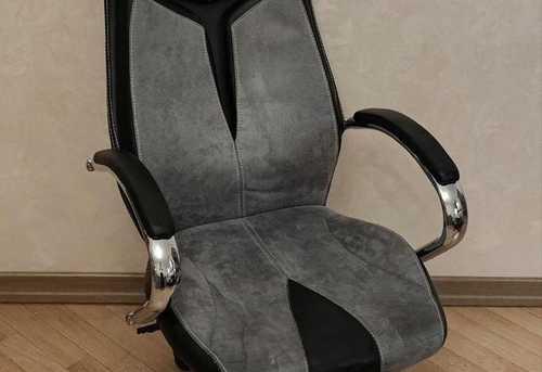 Кресло руководителя офисное gloss чёрное серебро