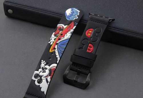 Кожаный ремешок для Apple Watch с Микки Маус
