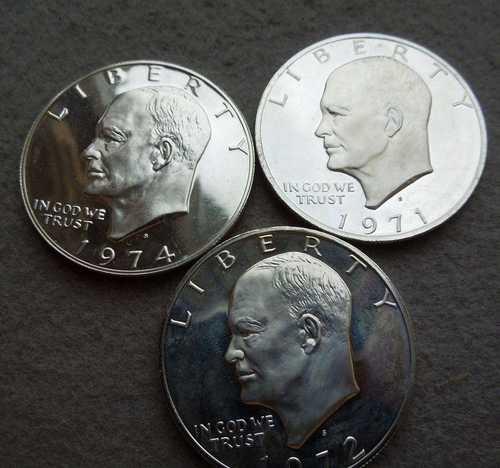 1 доллар 1971 S,1972 S,1974 S, США крупное серебро