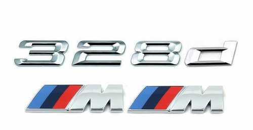 Комплект: шильдик BMW 328d + M-performance хром