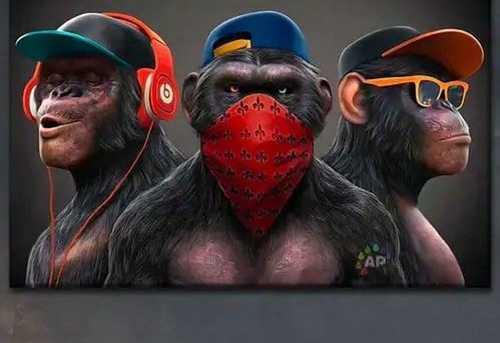 Картина на холсте "Три обезьяны" 60х80 см за 2 ча