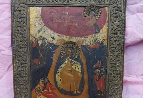 Старинная православная икона дерево оклад