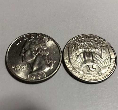 Монета Quarter dollar 1995 перевертыш