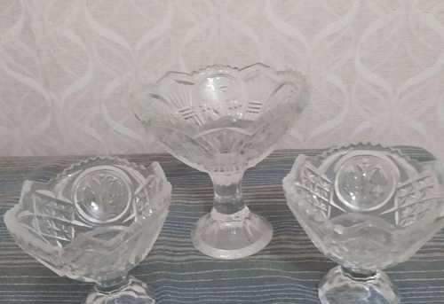 Хрустальный набор из трёх ваз СССР