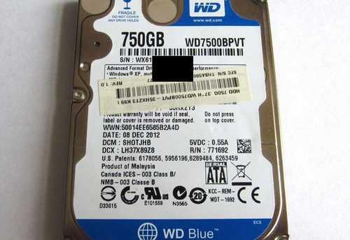 HDD WD 2,5" Blue WD7500bpvt 750,0 GB