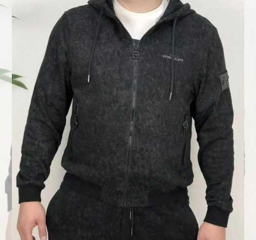 Зип худи stone island серая 2799