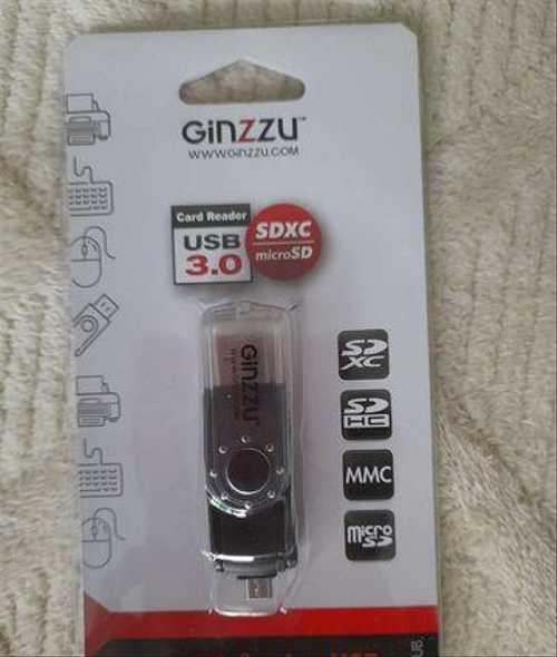 Card Reader внешний ginzzu, (GR-589UB) Черный