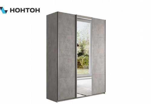 Шкаф-купе 3-х створчатый с зеркалом Прайм бетон
