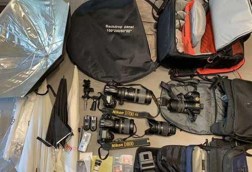 Объективы, Nikon D700, флешки, сумки, зонты рюкзак