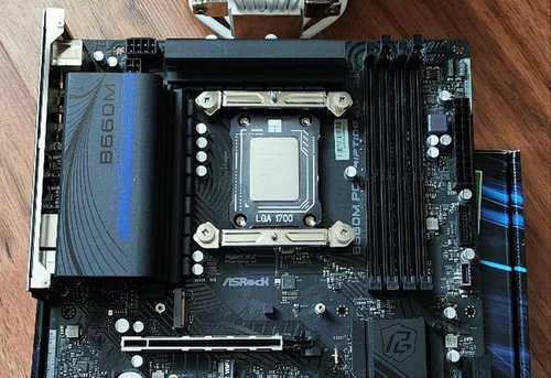 Asrock b660m riptide + i5 12490f + рамка lga1700