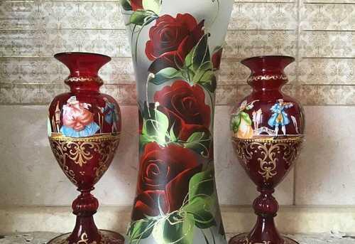 Ручная роспись Розы Ваза Матовое стекло
