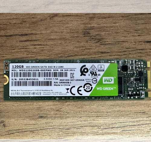 SSD 120Gb WD Green m.2 2280, в наличии 10 штук