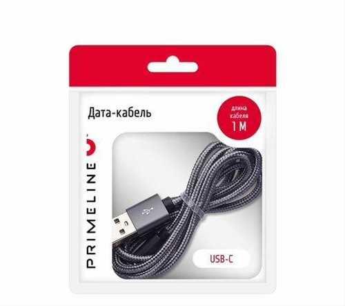 Дата-кабель USB - USB Type-C, 1м, Deppa Prime Line