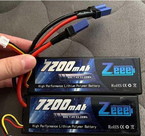 Аккумулятор lipo 2s Zeee power 7200 mah EC5 IC5