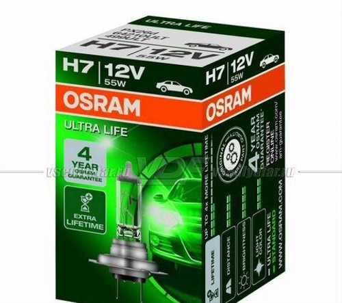 Лампа галогенная osram H7 Ultra Life 12V 55W, 1шт