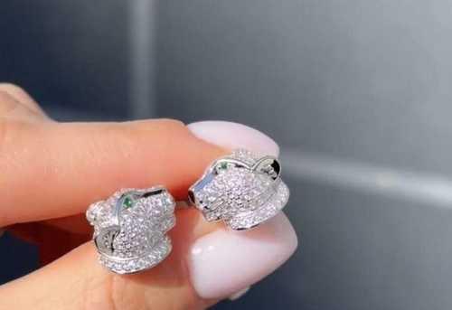 Cartier серьги серебро пантера