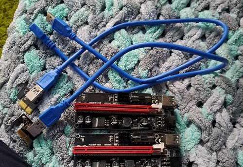 VER009S PCI-E Riser Card PCIe 1x до 16x USB 3.0