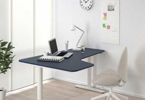 Бекант Угловой письменный стол, синий/белый IKEA