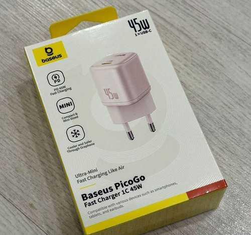 Зарядное устройство Baseus PicoGo 1C 45W EU Pink