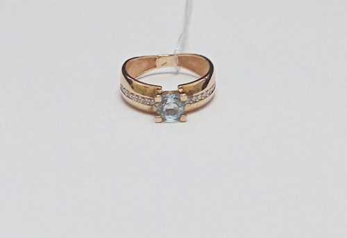 Золотое кольцо камень фианит топаз размер 15 проба