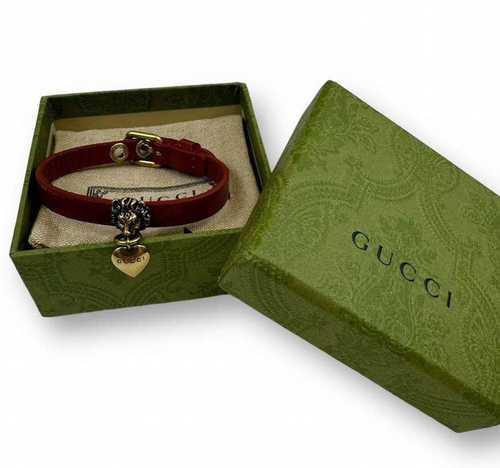 Кожаный браслет Gucci Lion Head Leather Bracelet