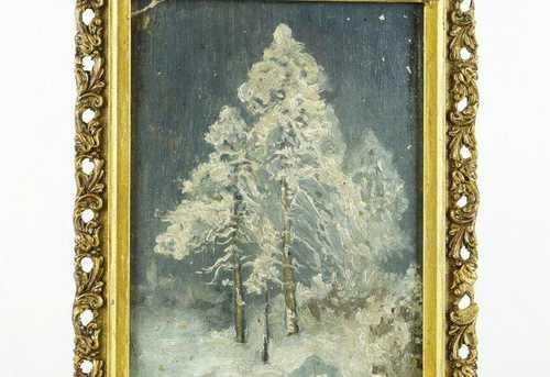Картина "Зимний пейзаж" в раме, холст,масло