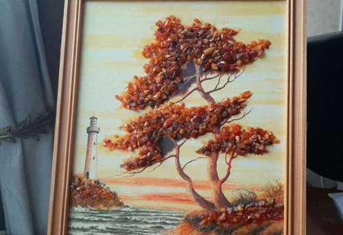 Картина с янтарем маяк